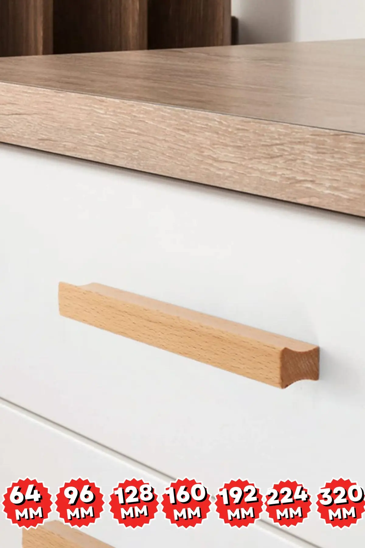 Dolap Kulpu, 192 Mm, (19,2 CM), Mutfak Dolap Kulplari, Ahşap Kulp ...